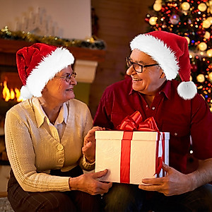 BSVI Christmas Hat, Santa Hat Holiday for Adults Unisex Velvet Comfort Extra Thicken Fur Xmas Hat for New Year Festive Party