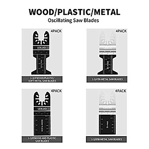 31Pcs Multitool Blades LEILUO Wood Metal Drywall Oscillating Tool Saw Blades Universal Quick Release Multitool Accessories Kit Packed by Storage Bag for Dewalt Milwaukee Makita and More