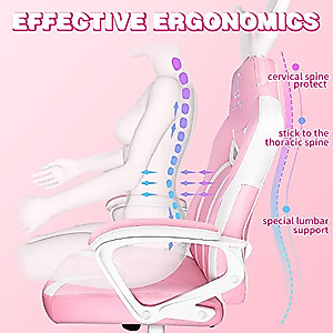 JOYFLY Pink Gaming Chair, Computer Gaming Chair for Adults Teens Kids Gamer Chair Video Game Chairs, Silla Gamer Ergonomic PC Office Chair with Lumbar Support（Pink）