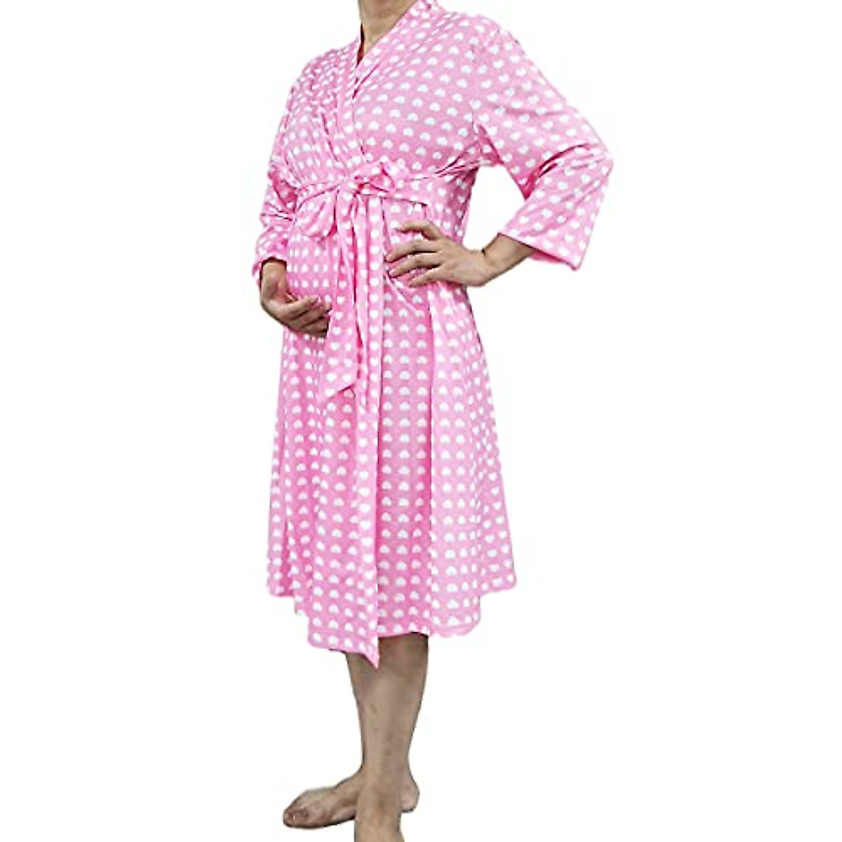 QTECLOR Mommy Robe with Swaddle Set Girls Boys Maternity Robe for New Moms Gift Hospital Labor Delivery Nursing Loungewear