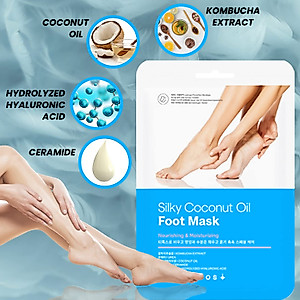 [5PCS Made In Korea] KN FLAX Madforcos Foot moisturizing Mask - Removes Dead Skin for Softer And Smoother Feet - Repairs Rough Heels And Dry Toe Layers - Natural Exfoliation Treatment To Uplift And Rejuvenate Safely
