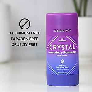 Crystal Magnesium Solid Stick Natural Deodorant, Non-Irritating Aluminum Free Deodorant for Men or Women, Safely and Effectively Fights Odor, Lavender + Rosemary, 2.5 oz