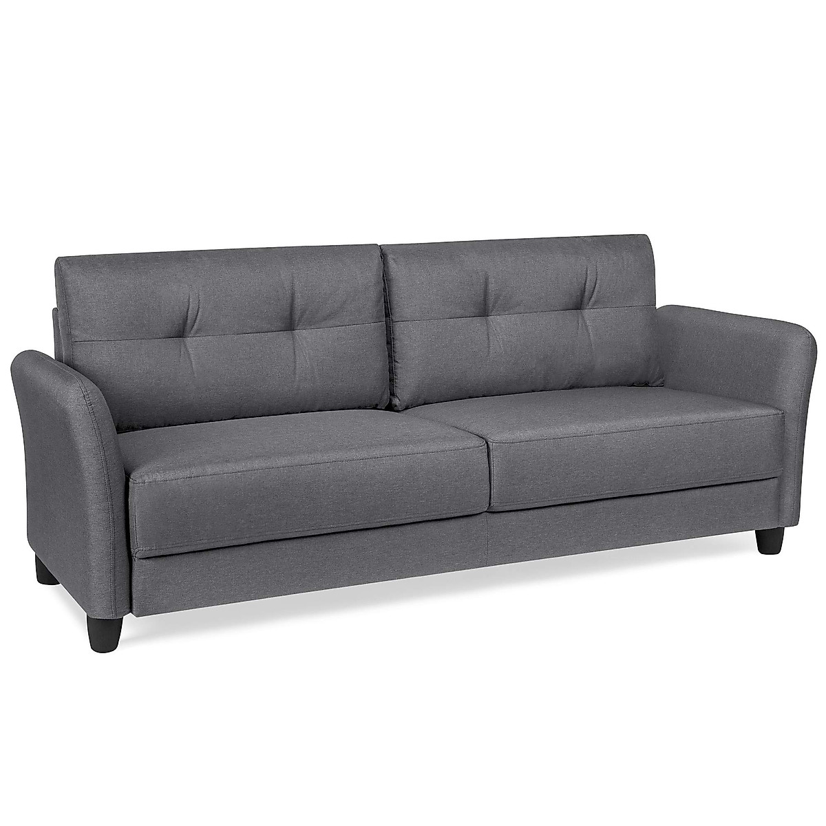 Best Choice Products 76 inch Linen Fabric Upholstered Contemporary Sofa Couch Lounger, Dark Gray
