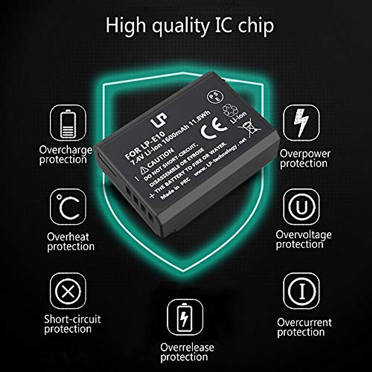 LP-E10 Battery Rechargeable, LP Charger Compatible with Canon EOS Rebel T7, T6, T5, T3, T100, 4000D, 3000D, 2000D, 1500D, 1300D, 1200D, 1100D & More (Not for T3i T5i T6i T6s T7i)