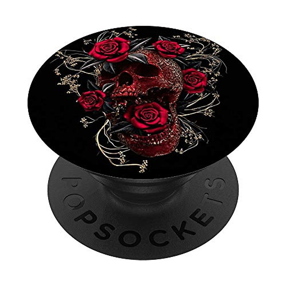 Red Rose Skull PopSockets PopGrip: Swappable Grip for Phones & Tablets