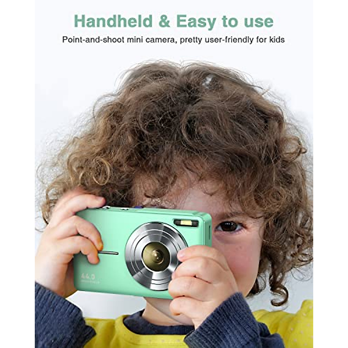 Digital Camera for Kids, Lecran 1080P 44MP Kids Camera with 32GB Card Point and Shoot Camera with 16X Zoom, Compact Portable Cameras Christmas Birthday Gift for Children Kids Teens Girl Boy(Green)