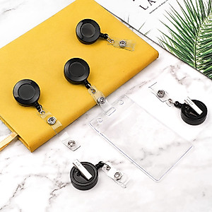 25 Pack Badge Reels Retractable with Swivel Alligator Clip Retractable Badge Holder Reels for Students, Teachers, Office Workers (Black)