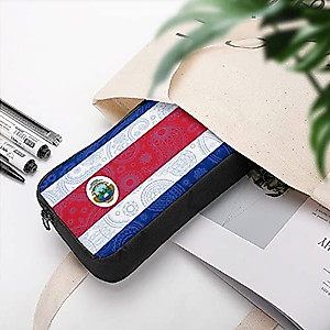 Costa Rica Paisley Flag Pencil Case Makeup Bag Big Capacity Pouch Organizer for Office College