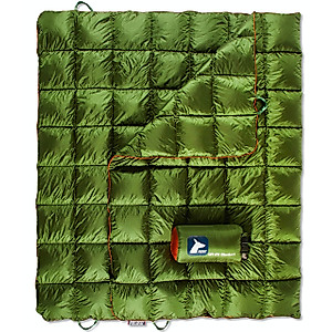 Horizon Hound Down Camping Blanket - Trek, Green Travel Blanket | Sustainable Insulated Down | Lightweight & Warm Quilt for Camping, Stadium, Hiking & Festival | Water Resistant, Packable & Compact