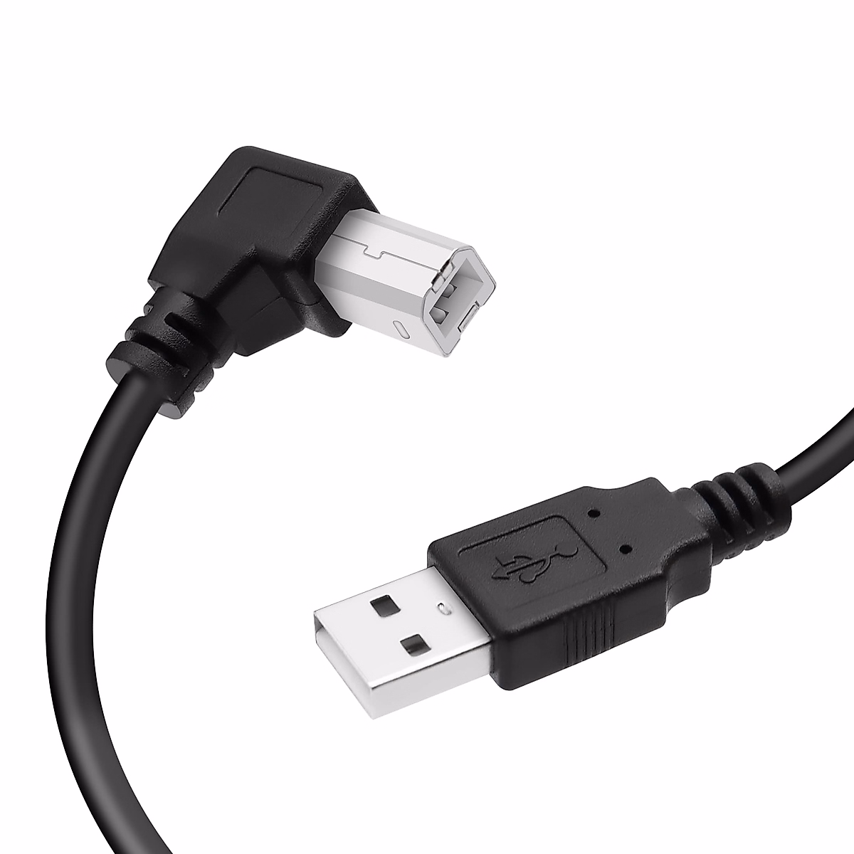 YACSEJAO USB Printer Cable 90 Degree USB 2.0 A Male to B Male Printer Scanner USB B Cable Cord with 480Mbps High Speed Printing, 1.5M(Right Angle)