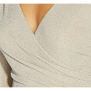 Adrianna Papell Women's Metallic Jersey Dress, Champagne, 6