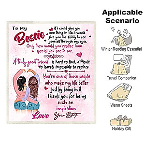 Best Friend Birthday Gifts for Women, Friendship Gifts for Women Friends, Best Friend, Best Friend Blanket 50 x 60, Soft Sherpa Throw Blanket Gifts for Women Sister Girls BFF