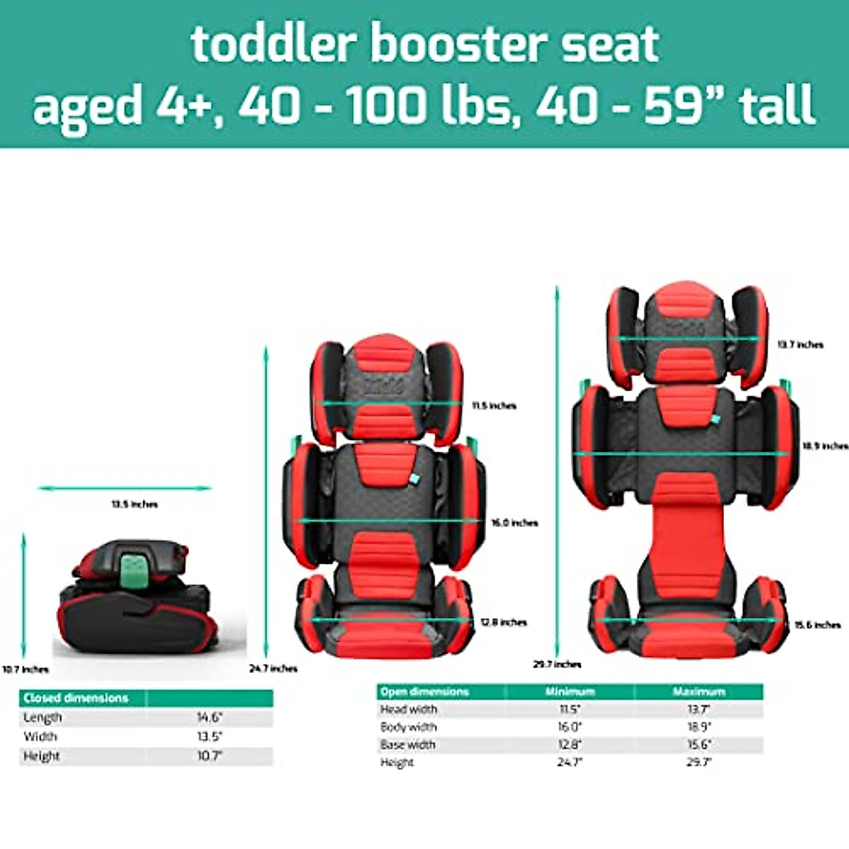 mifold hifold fit-and-fold Highback Booster Seat, – Adjustable Narrow, Foldable Booster Car Seat for Everyday, Travel, Carpooling and More – Slate Grey