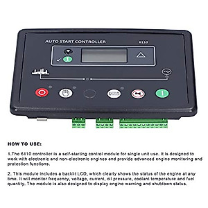 Eujgoov DSE6110 LCD Display Screen Generator Automatic Controller Module Electronic Power Controller Module 8V-35V DC