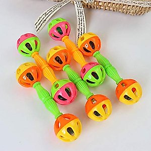 SONGBIRDTH Parrot Chew Toys - Pet Bird Parrot Hollow Double-Head Bell Ball Rattle Bite Chew Interactive Toy for Medium and Small Parrot Random Color
