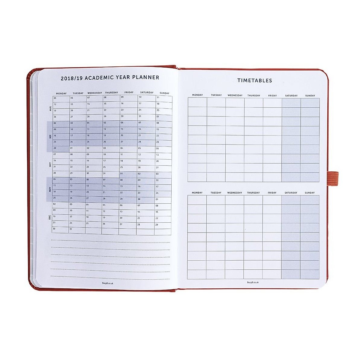 Busy B 17 Month 2018-19 Mid Year Diary - Week-to-View Agenda with timetables and Notes