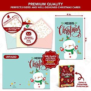 Decorably Special Season Cards with Envelopes & Stickers - 24 Pack Foiled & Glittery Christmas Cards with Envelopes Pack, Assorted Holiday Cards with Printed Message Inside, 4x6 Boxed Christmas Cards