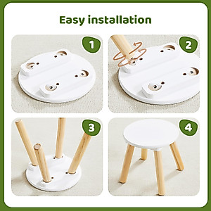 Beright Wooden Step Stool for Kids, 9 Inch Round Kids Chair fit with Sensory Table, Sturdy Sitting Stool with Assembled Four-Legged for Children Toddler, 2 Pack