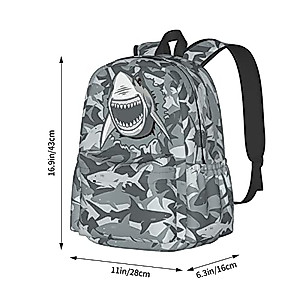 Shark Backpack Adjustable Strap Shoulder Bag Laptop Backpack Casual Daypack For Travel Work 16 Inches