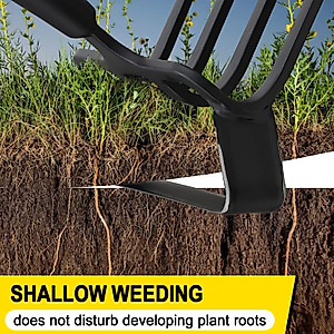Garden Hoe, Cultivator Stirrup Hoe Garden Tool for Weeding, 62 Inch Heavy Duty Hula Hoe with Adjustable Long Handle, Action Scuffle Loop Hoe with Rake 2-in-1 Gardening Tool for Loosening Pulling Weed