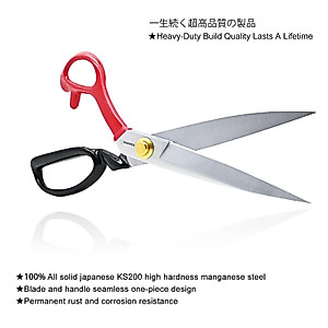 TONMA JP True Left Handed Fabric Scissors [Made in Japan] 10 Inch Heavy Duty Sewing Scissors, Industrial Japanese Steel Dressmaker Tailor Shears for Cutting Clothes Fabric Denim Leather