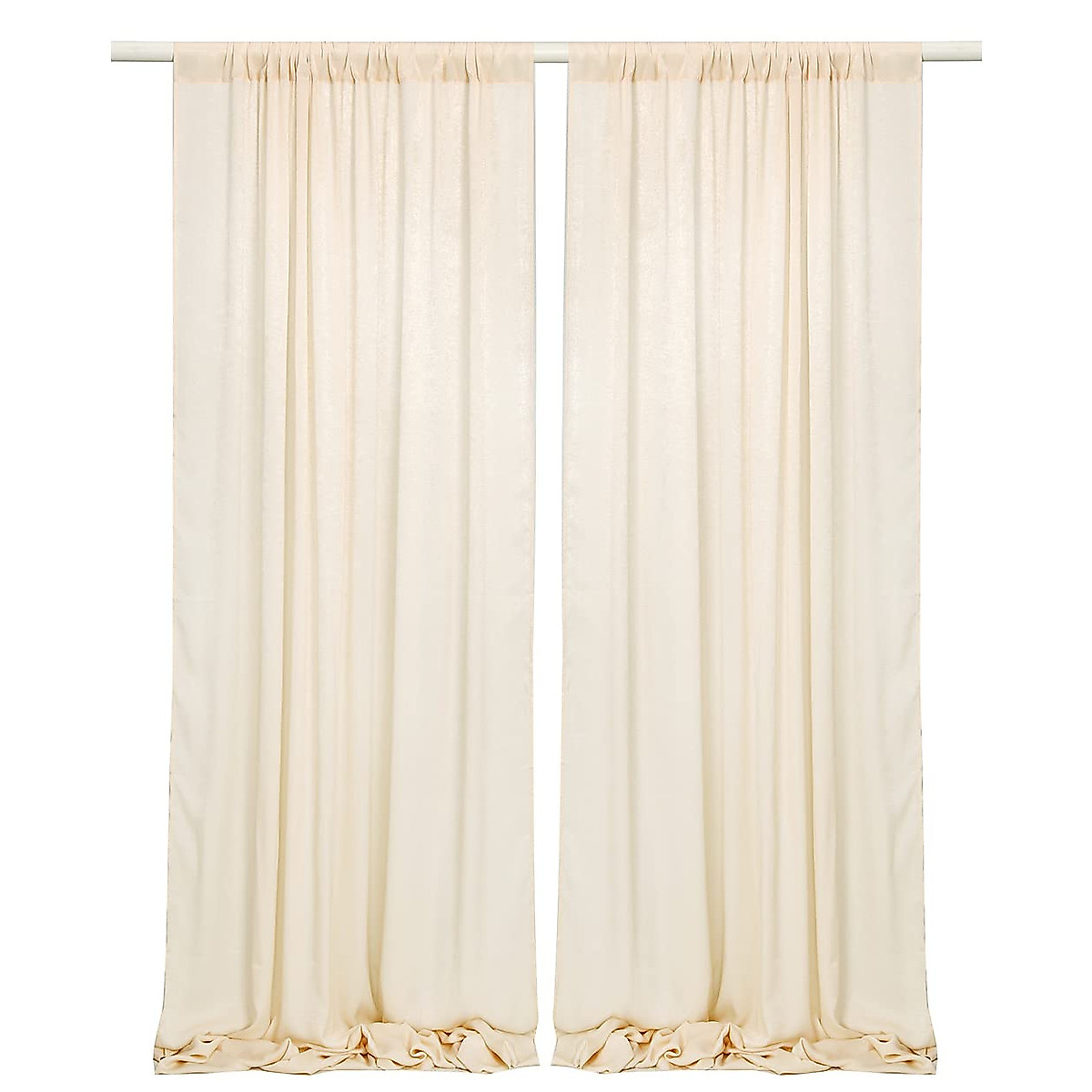 SHERWAY 9.6 Feet x 10 Feet Cream Beige Silky Soft Curtain Wedding Backdrop Drapes, Slightly Shiny Satiny Window Curtains for Party Ceremony Decoration