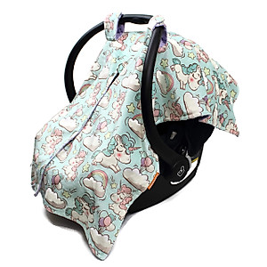 Dear Baby Gear - Baby Car Seat Canopy - Infant Car Seats Covers - Carseat Canopies for Boys and Girls - Carseat Cover with Snap Opening - Pastel Unicorns/Balloons/Clouds/Rainbows - Lavender Dot 30x40"