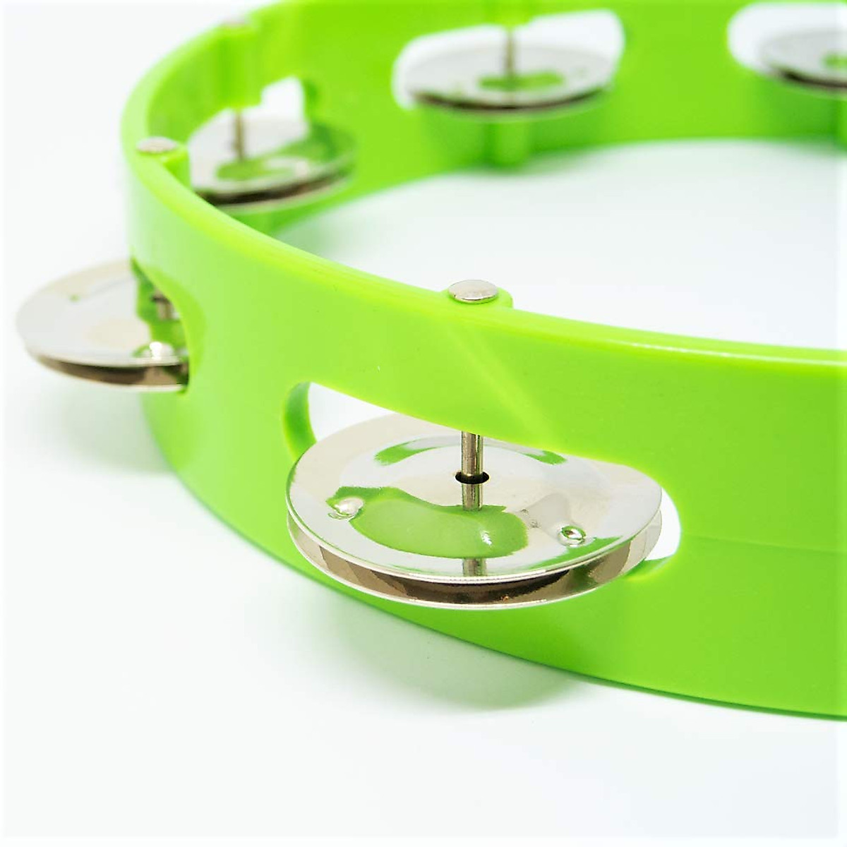Nino Percussion NINO49GG Compact 8" ABS Plastic Handheld Tambourine, Grass Green