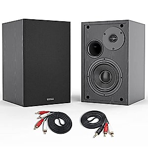 BESTISAN 4 Inch Powered Bookshelf Speakers with Deep Bass, Bluetooth 5.0 Studio Monitor Speakers, 2.0 Neared Field Audio Speakers with 2 RCA Line Input, Set of 2 Black-New Model