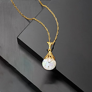 Ross-Simons Floating Opal Pendant Necklace in 14kt Yellow Gold. 20 inches