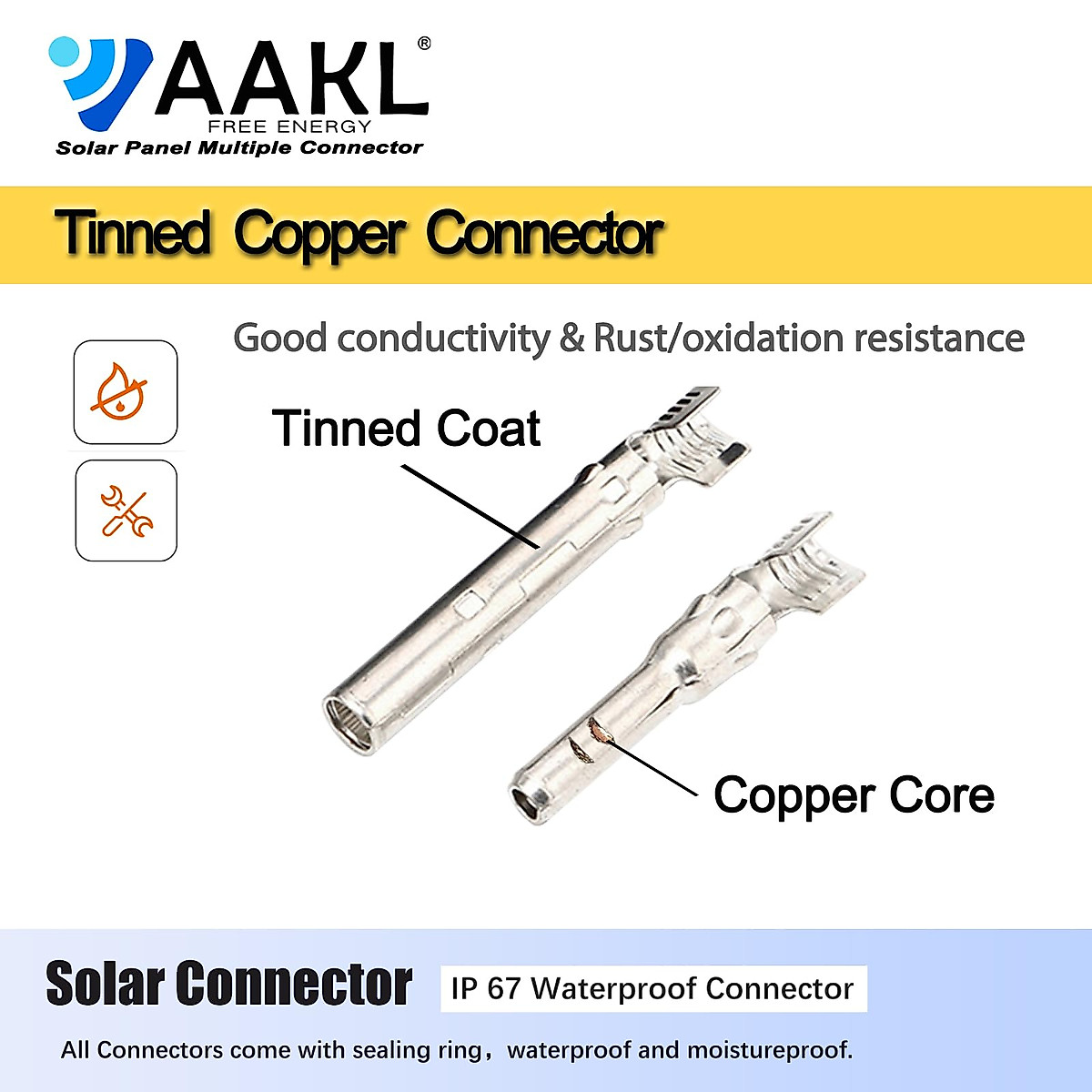 AAKL 20Pairs Solar Panel Connector IP67 Waterproof Solar Power Cable Connectors 1000V 30A 10AWG/12AWG Male/Female Plug with 2PCS Spanners (20 Pairs)