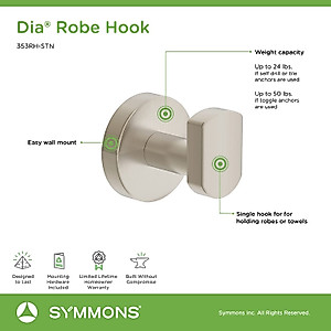 Symmons 353RH-STN Dia Wall-Mounted Robe Hook in Satin Nickel