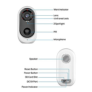 Hiseeu Security Camera Battery, 2K Wireless Security Camera Outdoor Indoor for Home Surveillance, Color Night Vision, Siren, 2-Way Audio, AI Motion Detection, CloudEdge App