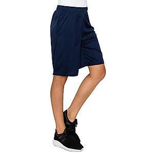 EttelLut - Women's Knee Length Loose Shorts with Side Pockets and Drawstring - Navy Medium