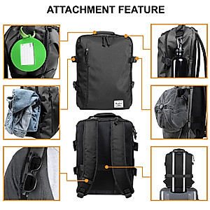 Rangeland New Business Trip Backpack 21L Flight Approved Carry on Daypack 15-inch Laptop Notebook, School Commute Gym Sport, All Black