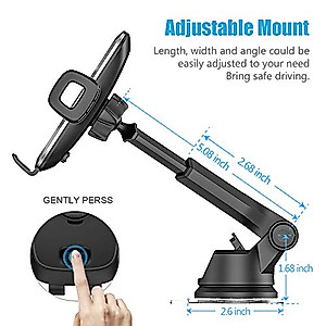 WixGear Phone Holder for Car, Universal Dashboard Windshield Phone Car Suction Cup Mount Holder for Cell Phone 360 Degree Rotation Compatible with iPhone Xs/XS Max / 8/7 / 6, Galaxy S and More