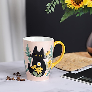NymphFable Cat Mug Large Ceramic Coffee Mug with Handle 100% Hand Painted Christmas Gift 600ml/20oz