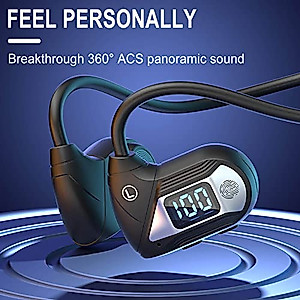 pstuiky Earless Conduction 20 Hours Ultra-Long Endurance Wireless Bluetooth Sports Neck T-ouch and Button Design Waterproof Headset 2023 (Black)