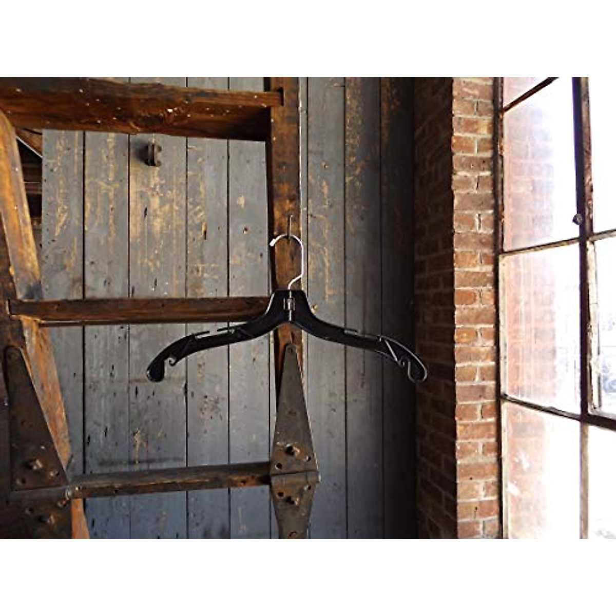 NAHANCO 2505MG Plastic Shirt Hanger, Middle Heavy Weight, 17", Black with Molded Rubber Grippers and Chrome Hook, Black (Pack of 100)