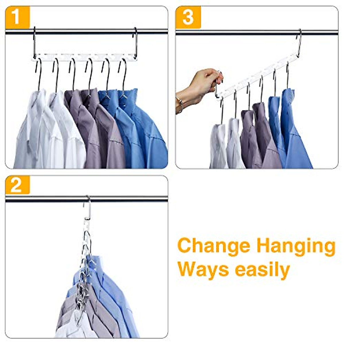HOUSE DAY Magic Hangers Space Saving Hangers for Clothes Hangers Space Saving Wardrobe Clothing Hanger Organizer Closet Space Saver Hangers (12 Pack)