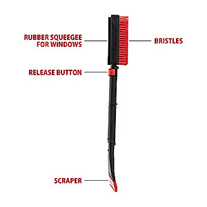 Oskar 22" Folding Snow Brush, Detachable Ice Scraper, Two-Way Brush and Squeegee, Compact Collapsible Design, Auto Window Snowbrush, Windshield Broom for Trucks, Car, SUV