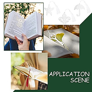 AHANDMAKER 10 Pcs Stainless Steel Bookmarks, Cute Starfish Angel Butterfly Owl Bookmark, Metal Hollow Bookmark with Tassels for Book Lovers Wedding Party Favors(10 Styles)