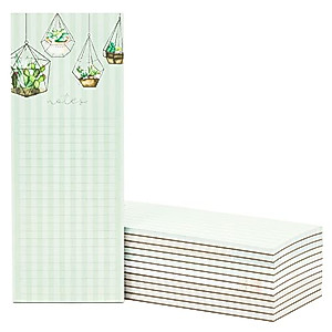 12-Pack Succulent Magnetic Notepads for Refrigerator for Grocery Shopping Lists, To Do Lists, Appointment Reminders, Daily Task Organization, Full Magnetic Back for Locker, Filing Cabinet (3.5x9 in)