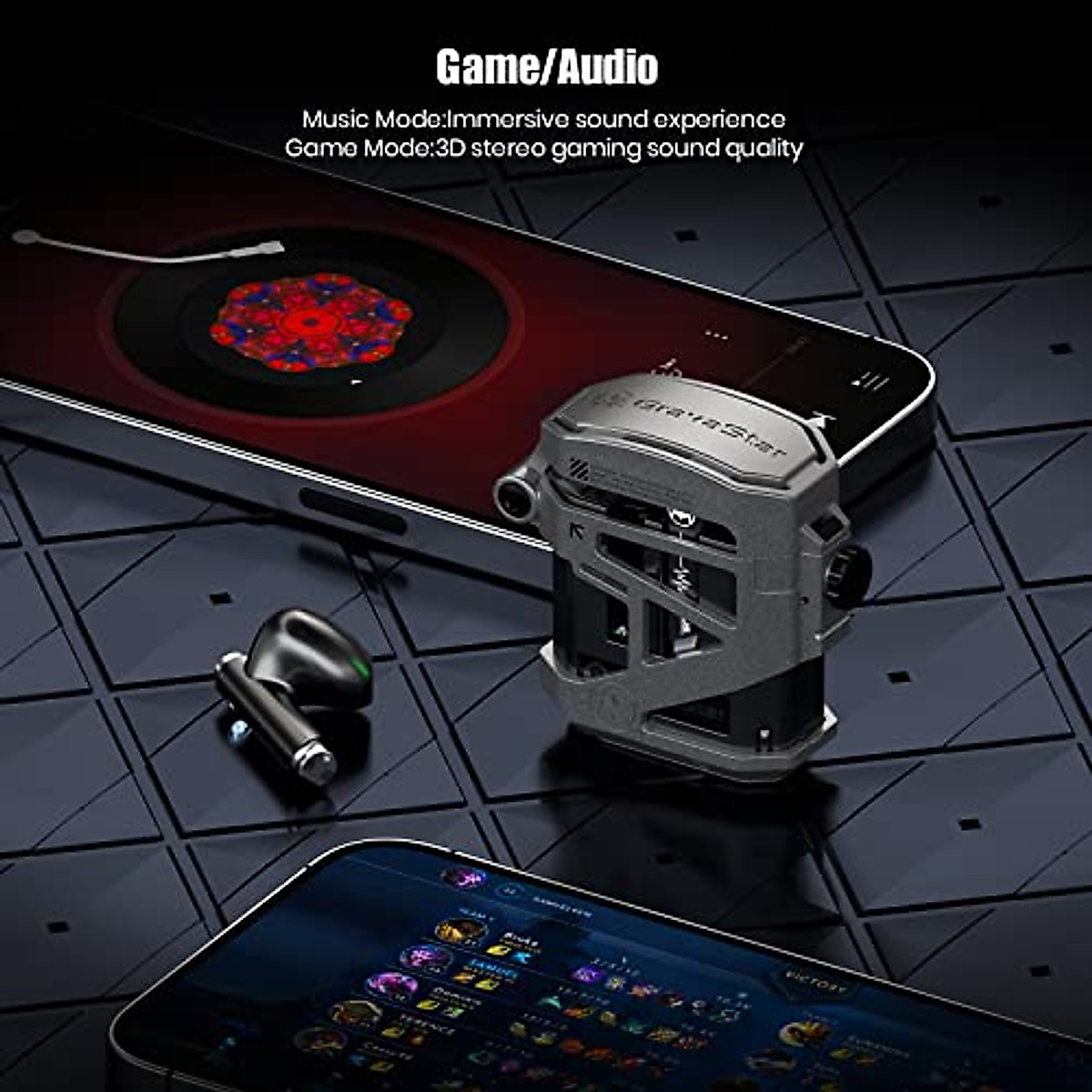 Gravastar Wireless Earbuds Sirius P5,Bluetooth in-Ear Headphones 40H Playback with Stereo Sound,4 RGB Lights,ENC for Clear Call,Bluetooth 5.2,IPX4,Support Multipoint Connection(Defense Armor)