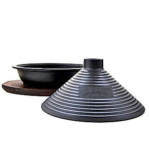 KELUNIS Cast Iron Tagine Pot - Casserole Slow Cooker with Anti-Scalding Board & Cone-Shaped Lid - No Oily Smoke - Environmental Protection Health Cooking