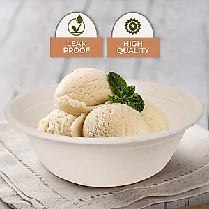 Upper Midland Products 40 oz Disposable Eco Bowls Large 50 Pack Beige