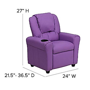 Flash Furniture Vana Contemporary Lavender Vinyl Kids Recliner with Cup Holder and Headrest
