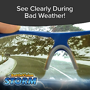 BattleVision Storm Glare-Reduction Glasses by BulbHead, See Clearly During Bad Weather Day or Night, Great for ALL Weather Conditions, Optimize Light & Block Blue Rays, Unisex Design, 2 Pairs