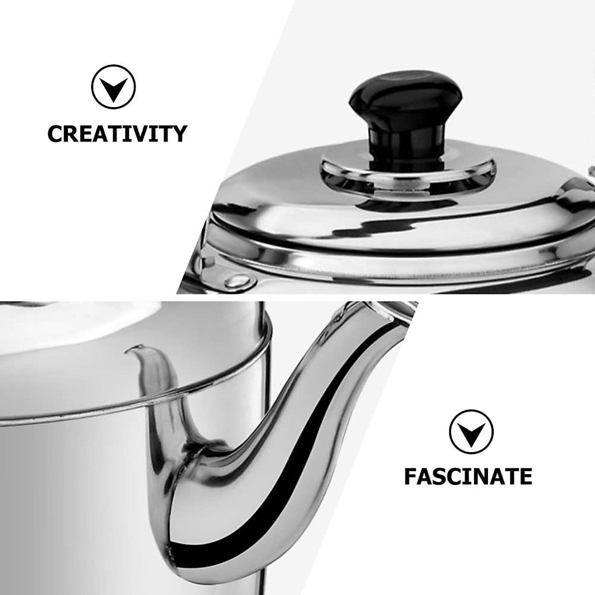 Yardwe Insulated Teapot Stovetop Tea Kettle, 4 liters Silver Water Kettle, Stainless Steel Vintage Fast Boiling Tea Pot, Mirror Finish, Ergonomic Handle Whistling Tea Pot