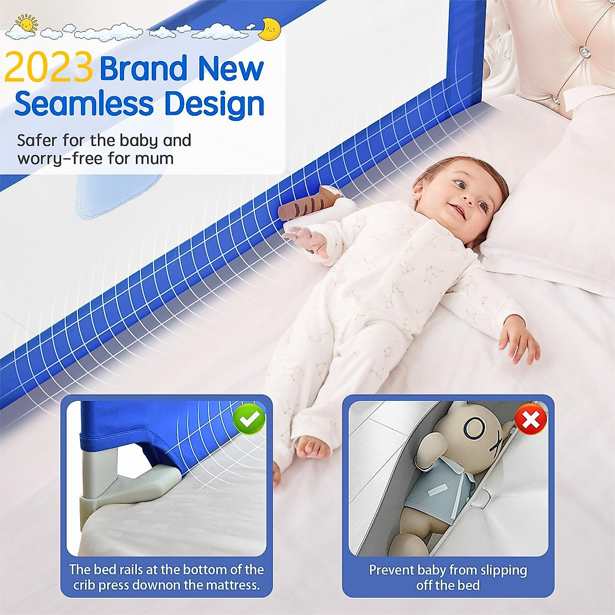 Kevsuvqin Bed Rail for Toddlers, Toddler Bed Rails for Queen Bed, Bed Rails for King Size Bed Guard Rail for Toddlers, Baby Bed Rail Guard, Bed Rail for Twin Bed (78.8" x 30", Pack of 1)